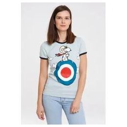 T-Shirt logoshirt "Peanuts - Snoopy", Damen, Gr. M, blau (hellblau, dunkelblau), 100% Baumwolle, unifarben, normal, Rundhals, Shirts T-Shirt, mit lizenziertem Print