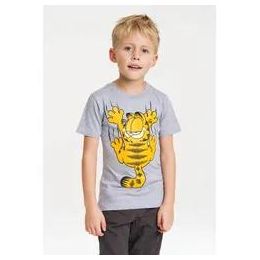 T-Shirt logoshirt "Garfield", M&auml;dchen, Gr. 116, grau (grau, meliert), 100% Baumwolle, bedruckt, meliert, normal, Rundhals, Shirts T-Shirt, mit witzigem Print