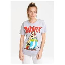 T-Shirt logoshirt "Asterix der Gallier - Asterix & Obelix", Damen, Gr. XL, grau (grau, meliert), 95% Baumwolle, 5% Viskose, bedruckt, normal, Rundhals, Shirts T-Shirt, mit lizenziertem Print
