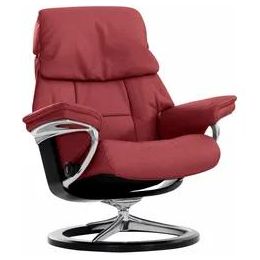 Relaxsessel stressless "Ruby", rot (cherry paloma), B:76cm H:100cm T:75cm, Leder PALOMA: durchgef&auml;rbtes Semianilin-M&ouml;belleder;Leder BATICK: durchgef&auml;rbtes und genarbtes M&ouml;belleder, Sessel, Relaxsessel, mit Signature Base, Gr&ouml;&szlig;e S, Gestell Eiche, Wenge, Braun & Schwarz