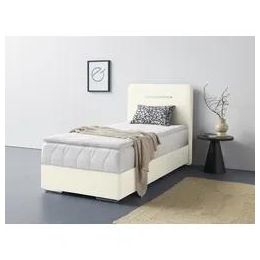 Boxbett COTTA "Lighstar", beige, B:96cm L:207cm, Komplettbetten, Boxspringbett, inklusive LED-Beleuchtung, Topper, Bettkasten und Zierkissen