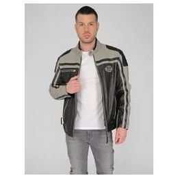 Bikerjacke Mustang "31021213", Herren, Gr. 62, schwarz (schwarz, grau), Obermaterial: 100% Lammleder. Futter: 100% Baumwolle. &Auml;rmelfutter: 100% Polyester, Jacken