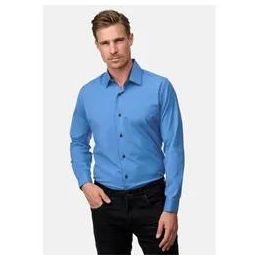 Langarmhemd Rusty Neal, Herren, Gr. 5XL, EURO-Gr&ouml;&szlig;en, blau, 60% Baumwolle, 37% Polyester, 3% Elasthan, unifarben, Hemden, mit trendigem Farbkontrast