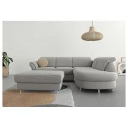 Sit & More Ecksofa SIT & MORE "Apulia L-Form", silber, B:250cm H:78cm T:212cm, Webstoff (100% Polyester);Struktur weich (90% Polyester, 10% Polyamid);Luxus-Micofaser Euphoria (100% Polyester);Samtoptik (100% Polyester), Sofas, Ecksofa, wahlweise Bettfunktion, Bettkasten und Kopf- und Armteilverstellung