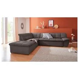Ecksofa DOMO collection "Lagoa, moderne Sitzheftung, bequem und komfortabel, L-Form", grau (stone), B:271cm H:76cm T:232cm, Sofas, Ecksofa, wahlweise mit Bettfunktion, frei im Raum stellbar, gro&szlig;e Farbvielfalt