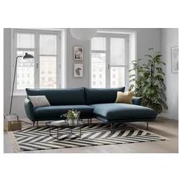 Ecksofa OTTO HOME "Stine L-Form", blau, B:249cm H:86cm T:159cm, Struktur (100% Polyester);Struktur weich (85% Polyester/15% Nylon);Samtoptik (100% Polyester), Sofas, Ecksofa, Besonderes Design durch Kissenoptik und Keder, by Morten Georgsen