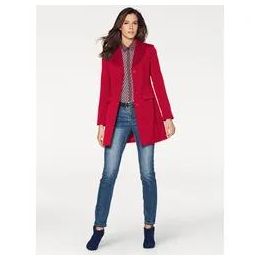 Longblazer Heine "Longblazer", Damen, Gr. 42, rot, 64% Polyester, 34% Viskose, 2% Elasthan, Futter:100% Polyester, Blazer Longblazer