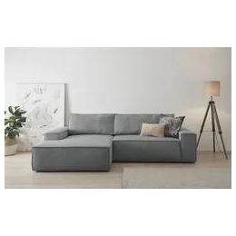 Ecksofa Home Affaire "SHERWOOD L-Form, 267 cm - OTTO. Verl&auml;ssliche Qualit&auml;t.", grau (dunkelgrau), B:267cm H:85cm T:167cm, 100% Polyester, Sofas, Ecksofa, Schlaffunktion mit Bettkasten (210x136 cm), Cord, Vintage, Samtvelours