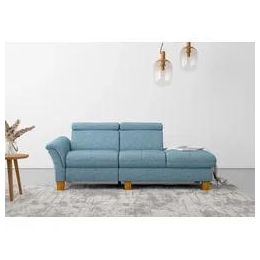 Recamiere Home Affaire "Lindgren", blau (eisblau), B:206cm H:84cm T:93cm, 100% Polyester, Sofas, Recamiere, wahlweise motorische TV-Funktion, Bettkasten und Kopfteilverstellung