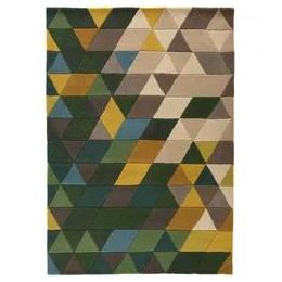 Wollteppich FLAIR RUGS "Prism, modern & geometrisch", bunt (multi), B:200cm H:10mm L:290cm, Wolle, Teppiche, aus 100% Wolle, mehrfarbig, geometrisches Muster, mit Hoch-Tief-Effekt