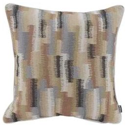 HOCK Dekokissen H.O.C.K. "Howy", bunt (beige, schwarz, gelbgr&uuml;n, braun, gemustert), B:50cm H:10cm L:50cm, Baumwolle, Polyester, Dekokissen_Sitzkissen_Kissenh&uuml;llen, mit wei&szlig;em Keder, Kissenh&uuml;lle mit F&uuml;llung, 1 St&uuml;ck