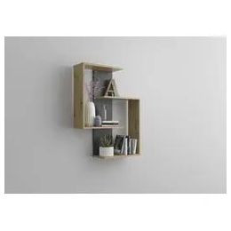 Wandregal FMD "Kreta", braun (artisan eichefarben, matera), B:65cm H:85cm T:20cm, Holzwerkstoff, Melamin, Regale, Wandregal, Wandregal mit 4 Ablagefl&auml;chen