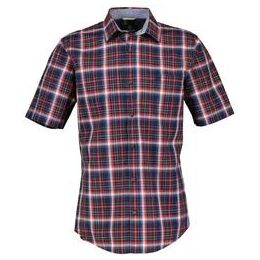 Kurzarmhemd Lerros "Kurzarmhemd *Poplin Check*", Herren, Gr. 4XL, extraweit, rot (hibiscus rot), 100% Baumwolle, Hemden