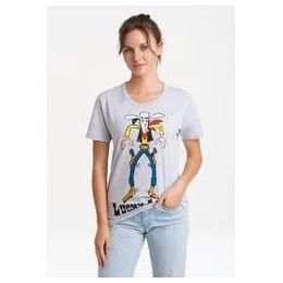 T-Shirt logoshirt "Lucky Luke Colt", Damen, Gr. S, grau (grau, meliert), 95% Baumwolle, 5% Viskose, bedruckt, meliert, normal, Rundhals, Shirts T-Shirt, mit lizenziertem Print