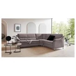 Ecksofa Home Affaire "Cardoso L-Form", grau, B:260cm H:90cm T:230cm, Luxus-Microfaser ALTARA NUBUCK (100% Polyester);Luxus-Microfaser weich (90% Polyester, 10% Polyamid);Struktur (52%Polyester, 35% Acryl, 13%Cotton);Luxus-Microfaser Lederoptik (100% Polyester), Sofas, Ecksofa, mit Trapezecke f&uuml;r mehr Sitzkomfort, wahlweise auch mit Bettfunktion