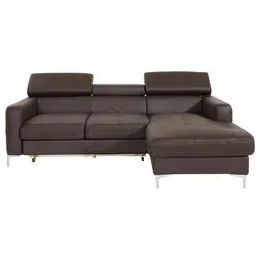 Ecksofa COTTA "Sammy L-Form", braun, B:226cm H:92cm T:105cm, Microfaser PRIMABELLE (100% Polyester);NaturLEDER in Sitz und R&uuml;cken/Kunstleder im Korpus;NaturLEDER (echtes Rindsleder), R&uuml;ckseite mit Spannstoff bezogen, Sofas, Ecksofa, mit Kopfteilverstellung, wahlweise mit Bettfunktion