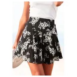 Hosenrock Lascana, Damen, Gr. 44, schwarz-wei&szlig; (schwarz, creme, bedruckt), Jersey, Obermaterial: 95% Viskose, 5% Elasthan, bedruckt, gebl&uuml;mt, figurumspielend kurz, R&ouml;cke Skort, mit Alloverdruck, Skort, Rock inklusive Hose, bequemer Bund
