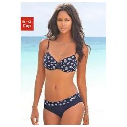 B&uuml;gel-Bikini Lascana, Damen, Gr. 36, Cup C, blau (marine, wei&szlig;), Polyamid, gepunktet, Bikini-Sets B&uuml;gel-Bikini, mit einer schlichten Schlaufe zwischen den Cups