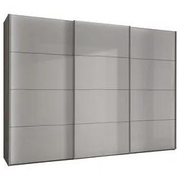 Schwebet&uuml;renschrank Wiemann "Kos", grau (havanna, dekor, glas kieselgrau), B:295,2cm H:236cm T:67cm, Glas, Holzwerkstoff, Schr&auml;nke, Schwebet&uuml;renschrank, mit Schattenfuge