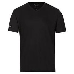 T-Shirt TRIGEMA "TRIGEMA V-Shirt COOLMAX", Herren, Gr. 3XL, schwarz, Trikot, 100% Polyester (recycelt), lang, V-Ausschnitt, Shirts T-Shirt
