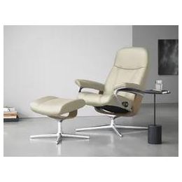Relaxsessel stressless "Consul", beige (cream batick), B:91cm H:102cm T:79cm, Leder BATICK: BATICK ist ein leicht korrigiertes, durchgef&auml;rbtes und genarbtes M&ouml;belleder, bei dem die meisten Unebenheiten und Spuren in der Regel entfernt wurden., Sessel, Relaxsessel, mit Hocker, mit Cross Base, Gr&ouml;&szlig;e S, M & L, Holzakzent Eiche