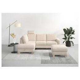Ecksofa Home Affaire "Summer L-Form", beige (creme), B:236cm H:91cm T:170cm, 100% Polyester, Sofas, Ecksofa, mit Ottomane, wahlweise mit Bettfunktion und Bettkasten, Cord-Bezug