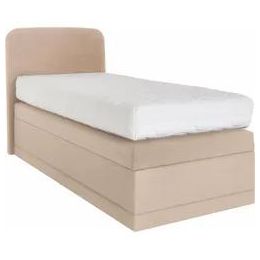 Boxspringbett, beige (dunkelbeige), B:105cm L:212cm, Box und Kopfteil: Microvelours (100% Polyester) oder Kunstleder (Polyurethan);Bezug der Obermatratze: 100% Polyester, Westfalia Schlafkomfort, Komplettbetten, Boxspringbett, wahlweise mit Bettkasten