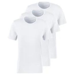 T-Shirt Bruno Banani, Herren, Gr. M, wei&szlig;, Jersey, Obermaterial: 95% Baumwolle, 5% Elasthan, unifarben, Basic, bequem h&uuml;ftbedeckend, Rundhals, abgesteppte Kante, Shirts Multipacks Unterhemd, mit Rundhals-Ausschnitt