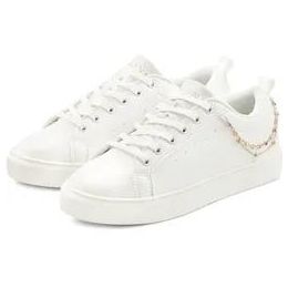 Sneaker Lascana, Herren, Gr. 42, wei&szlig;, Obermaterial: 100% Lederimitat. Decksohle: 100% Textilmaterial. Futter: 100% Textilmaterial. Laufsohle: 100% Synthetik, unifarben, Schuhe Sneaker, modisches Ketten-Element, Schn&uuml;rhalbschuhe, Freizeitschuhe VEGAN