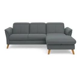 Sit & More Ecksofa SIT & MORE "Romero L-Form", grau (dunkelgrau), B:245cm H:91cm T:178cm, 100% Polyester, Sofas, Ecksofa, wahlweise mit oder ohne Relax-Funktion, Bettfunktion, Bettkasten