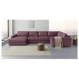 Wohnlandschaft Home Affaire "Bloomfield, Mega Polsterprogramm, Breite 405cm, viel Platz, U-Form", rosa (altrosa), B:405cm H:84cm T:224cm, 100% Polyester, Sofas, Wohnlandschaft, mit extra tiefer Sitzfl&auml;che, wahlweise mit Sitztiefenverstellung