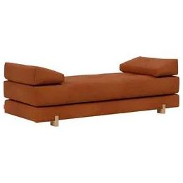 Stapelliege INNOVATION LIVING TM "Sigmund 595 Eiche-Beine", orange (orange, orange), B:80cm H:82cm L:200cm, Daybetten, Daybed mit 2 Federkernmatratzen zum t&auml;glichen Gebrauch. Dauerschl&auml;fer