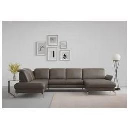 Sit & More Wohnlandschaft SIT & MORE "Fashion U-Form", braun, B:338cm H:84cm T:207cm, Sofas, Wohnlandschaft, wahlweise mit Kopfteilverstellung, Vorziehsitz, motorisch, Nickelf&uuml;&szlig;e