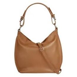 Shopper Samantha Look, Damen, Gr. B/H/T: 36cm x 30cm x 10cm onesize, braun (cognac), Leder, leicht gl&auml;nzend, unifarben, Taschen Shopper, echt Leder, Made in Italy