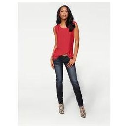 Shirttop Heine, Damen, Gr. 40, rot, 95% Viskose, 5% Elasthan, Webware:100% Viskose, unifarben, Rundhals, Tops Shirttop
