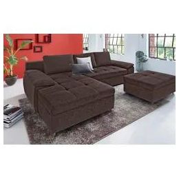 Ecksofa Home Affaire "Labene L-Form", braun (dunkelbraun), B:270cm H:82cm T:90cm, Struktur fein (95% Polyester, 5% Polyamid);Luxus-Microfaser ALTARA NUBUCK (100% Polyester);Kunstleder SOFTLUX / Struktur (100% Polyester);Struktur (100% Polyester);Flachgewebe (95% Polyester, 5% Polyamid), Sofas, Ecksofa, wahlweise mit Bettfunktion und Bettkasten, auch als XXL-Variante
