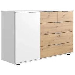 Kombikommode wimex "Gibraltar", wei&szlig; (wei&szlig;, artisan, eiche, nachbildung), B:130cm H:83cm T:41cm, Holzwerkstoff, Sideboards, Kombikommode