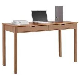 Schreibtisch Home Affaire "Gava", beige (natur, naturfarben), B:140cm H:80cm T:60cm, Tische, B&uuml;roschreibtisch Schreibtisch Holz-Schreibtische, aus massiven Kiefernholz, mit praktischen Griffmulden, Breite 140 cm
