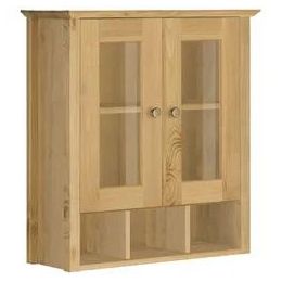 H&auml;ngeschrank Home Affaire "Vili", beige (ge&ouml;lt), B:60cm H:65cm T:22cm, Schr&auml;nke, H&auml;ngeschrank, Badezimmerschrank, mit Glast&uuml;ren, Breite 60 cm, aus Massivholz