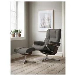 Relaxsessel stressless "Mayfair", grau (metal grau paloma), B:83cm H:102cm T:74cm, Leder PALOMA: PALOMA ist ein durchgef&auml;rbtes Semianilin-M&ouml;belleder mit nat&uuml;rlicher Narbung., Sessel, Relaxsessel, mit Hocker, mit Cross Base, Gr&ouml;&szlig;e S, M & L, Holzakzent Braun