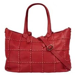 Shopper Samantha Look, Damen, Gr. B/H/T: 48cm x 30cm x 13cm onesize, rot, Leder, leicht gl&auml;nzend, unifarben, Taschen Shopper, echt Leder, Made in Italy