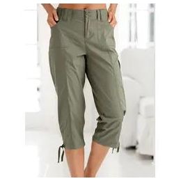Caprihose Casual Looks, Damen, Gr. 20, Kurzgr&ouml;&szlig;en, gr&uuml;n (hellkhaki), 98% Baumwolle, 2% Elasthan, unifarben, 3/4-L&auml;nge, Hosen Caprihose