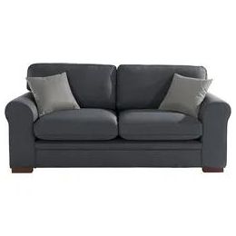 2-Sitzer Home Affaire "Broughton", grau, B:203cm H:92cm T:94cm, 100% Polyester, Sofas, weicher Sitzkomfort, incl. 2 Zierkissen, Keder