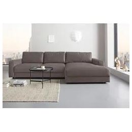 Ecksofa Home Affaire "Bloomfield, elegant, viel Platz, Mega Couch, Breite 303cm, L-Form", grau (taupe), B:303cm H:84cm T:176cm, 100% Polyester, Sofas, Ecksofa, extra tiefe Sitzfl&auml;che, wahlweise mit Sitztiefenverstellung