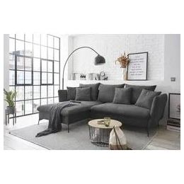 Ecksofa OTTO HOME "LIVORNO,258 cm, L-Form", schwarz, B:258cm H:91cm, 100% Polyester;PU-Schaum und Nosag-Federung.;Federung Ottoman : 12 x Feder Type B 1650mm;Ferderung 2 Sitzer: 10 x Feder Type B 650 mm;Sitz und Funktion: Schaum T30/40 8 cm., Sofas, Ecksofa, Schlaffunktion u. Bettkasten (139/224cm), Samt, Struktur, Webstoff