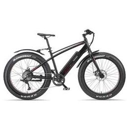 E-Bike Telefunken "Aufsteiger FM350" Gr. 50, schwarz (schwarz, schwarz), Elektrofahrr&auml;der, 50cm, 26 Zoll (66,04cm), Pedelec, Elektrofahrrad f&uuml;r Damen u. Herren, MTB