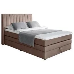 Boxspringbett Alina "Marvin", braun (hellbraun xbo 2), B:151cm L:212cm, Struktur fein XBO (100% Polyester), Komplettbetten, Boxspringbett, inklusive Bettkasten und Topper, in diversen Ausf&uuml;hrungen