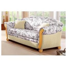 2-Sitzer Home Affaire "Milano, Schlafsofa im Landhaus-Stil, bequem, Liegefl&auml;che 188/124cm", beige (creme, flieder gebl&uuml;mt), B:174cm H:87cm T:88cm, Chenille (70% Polyacryl, 30% Polyester) auf Korpus und Zierkissen, Sitz und R&uuml;cken im Blumenmuster &raquo;Paradise&laquo; (100% Polyester), Sofas, mit Bettfunktion
