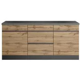 Unterschrank KOCHSTATION "KS-Riesa", braun (wotaneiche), B:180cm H:86cm T:60cm, Holzwerkstoff, Schr&auml;nke, Unterschrank, Breite 180 cm, MDF-Fronten
