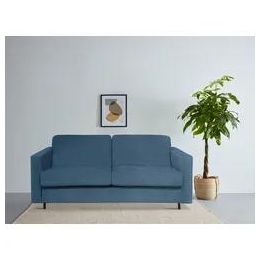 Schlafsofa Home Affaire "Virming", blau (dunkelblau), B:188cm H:90cm T:98cm, 100% Polyester, Sofas, Schlafsofa, Dauerschlaf-Funktion mit Unterfederung und Matratze
